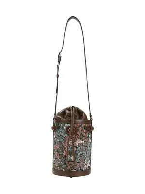 Valentino Garavani Floral Print Cotton Bucket Shoulder Bag - Multicolor