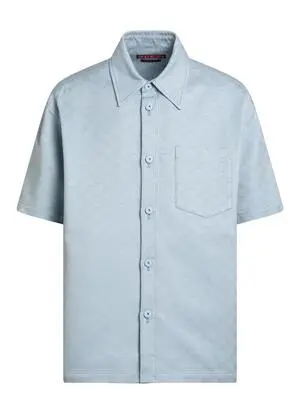 Gucci Gucci Light Blue Cotton Shirt With Gg Jacquard Men Blue