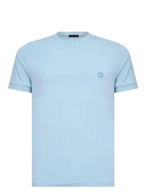 Giorgio Armani Light Blue Asv Stretch Viscose Jersey T-shirt - Multicolor