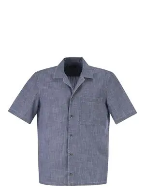 Peserico Lightweight Cotton Chambray-effect Short-sleeve Shirt - Blue