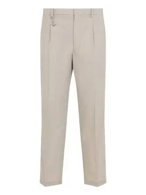 Prada Beige Cotton Pants With Logo Keychain - Multicolor