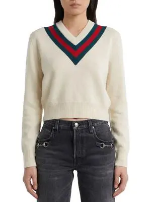 Gucci V-neck Wool Sweater - White