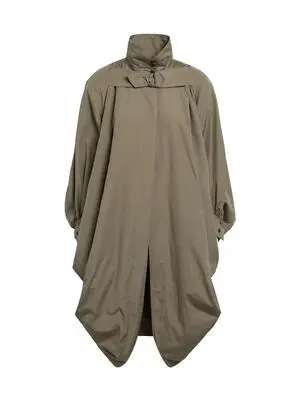 Chloé Oversized Cape Coat In Olive Poplin - Green