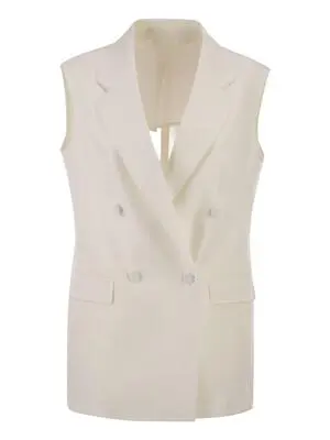 Tagliatore Double-breasted Linen Waistcoat - White