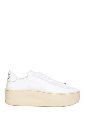 Valentino Garavani White Leather Platform Sneakers - Multicolor