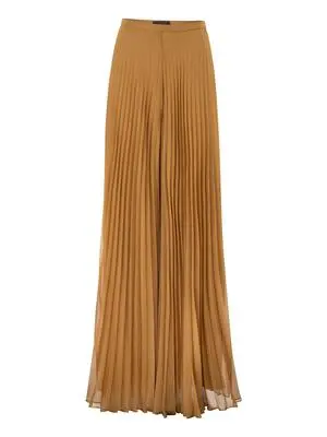 Max Mara Pleated Wide-leg Georgette Trousers - Multicolor