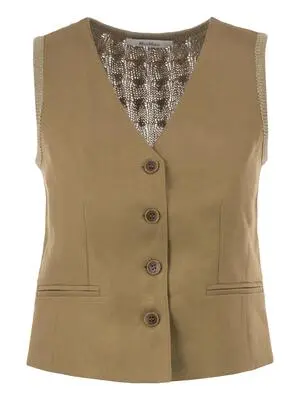 Max Mara Max Mara Tailored Linen And Knit Waistcoat Multicolor