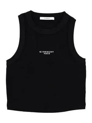 Givenchy Logo Detail Ribbed Cropped Top - Black