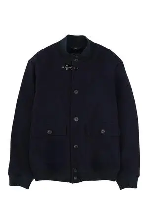 FAY Wool Blend Button-up Jacket - Blue