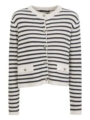Max Mara Striped Button-front Cardigan - Cream