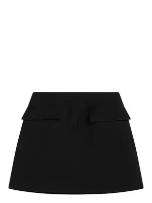 Alexander McQueen Wool Mini Skirt With Front Flap Details - Black