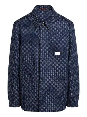 Gucci Gg Shadow Jacquard Denim Jacket - Blue