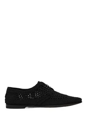 Dolce & Gabbana Woven Fabric Derby Shoes - Black
