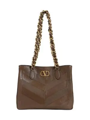 Valentino Garavani Small Lamb Skin Leather Tote With Gold-tone V-logo - Multicolor