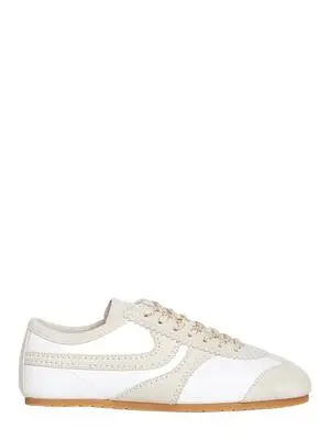 Dries Van Noten Dries Van Noten White Nappa Leather Lace-Up Sneakers With Suede Detailing Multicolor