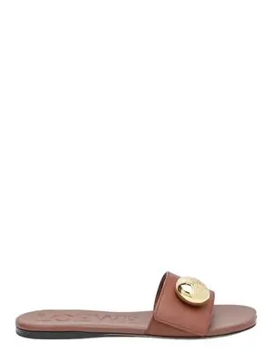 Loewe Heeled Sandal With Embossed Logo Detail - Brown