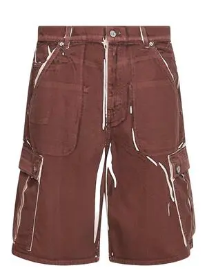 Marni Brown Screen-printed Denim Cargo Bermuda Shorts - Multicolor