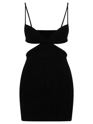 Off-White Ribbed Cut-out Mini Dress - Black