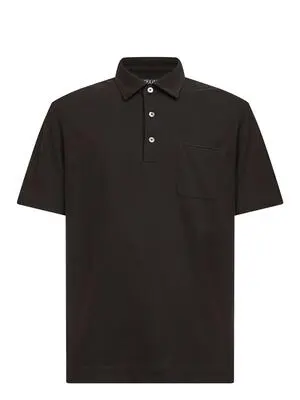 Zegna Zegna Men Dark Brown Cotton Pique Polo Shirt With Chest Pocket Multicolor