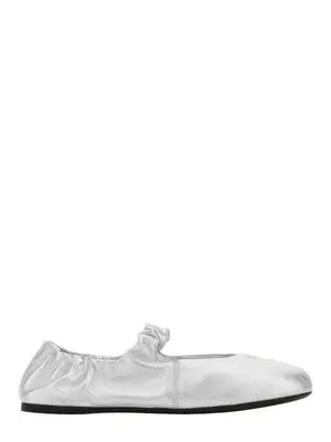 MIU MIU Miu Miu Silver Leather Ballet Flats