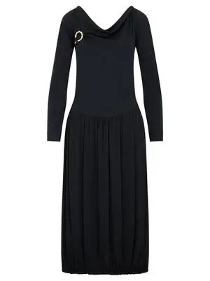 LANVIN Ls Drape Midi Dress - Black