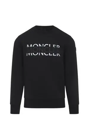 Moncler Cotton Sweatshirt With Chest Logo - Black