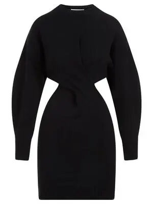 Alexander McQueen Wool & Cashmere Mini Dress - Black