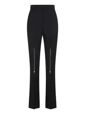 Alexander McQueen Wool Pants With Zipper Detail - Black