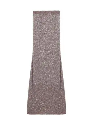 Balenciaga Maxi Skirt With Sequins - Brown