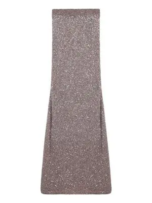 Balenciaga Maxi Skirt With Sequins - Brown