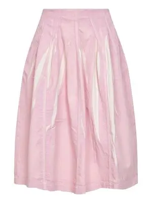 Marni Pink Screen-printed Denim Flared Midi Skirt - Multicolor