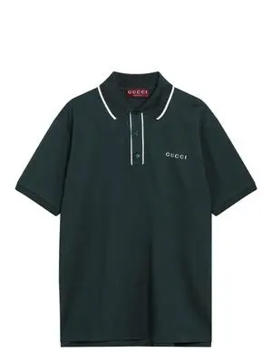Gucci Petrol-green Cotton Pique Polo Shirt - Black