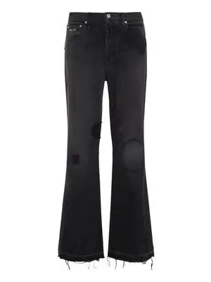 GALLERY DEPT. Gallery Dept. Black Cotton Flared Jeans With Fringed Hem