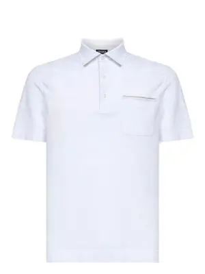 Zegna White Cotton Pique Polo Shirt With Chest Pocket - Multicolor