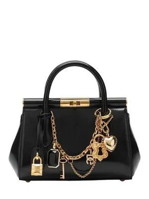 Dolce & Gabbana Marlene Mini Day Handbag With Charms In Calfskin - Black