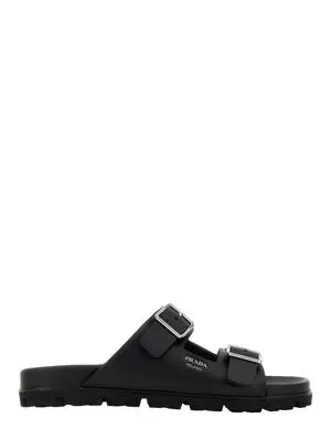 Prada Buckled Heeled Sandals - Black