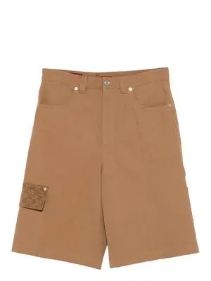 Gucci Chino Shorts With Logo Details - Brown