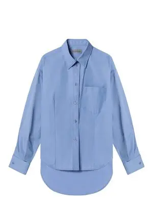 Balenciaga Cotton Shirt With Embroidered Logo - Blue