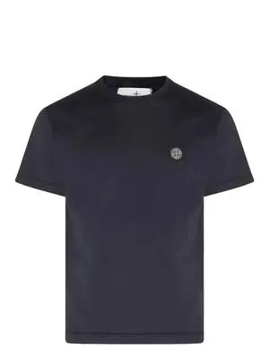 Stone Island Slim Fit Cotton Jersey T-shirt With Compass Patch - Blue