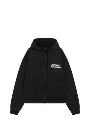 Balenciaga Washed Masking Tape Oversize Hoodie - Black