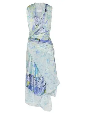 MAISON MARGIELA Floral Silk Wrap Dress - Multicolor