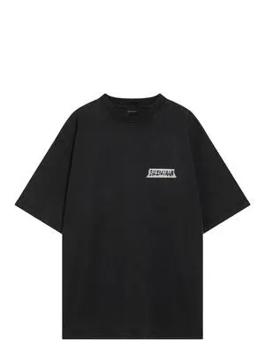 Balenciaga Balenciaga Washed Masking Tape Cotton T-Shirt Black