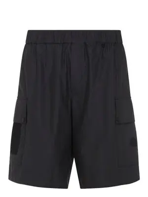 Moncler Polyester Cargo Shorts With Logo Detail - Black