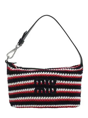 Miu Miu Striped Cotton Crochet Pouch - Blue
