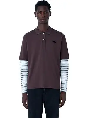 Miu Miu Cotton Jersey Polo Shirt With Logo Motif - Brown