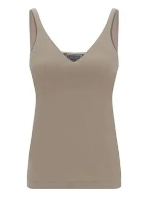 Brunello Cucinelli Sleeveless Embellished Top - Cream