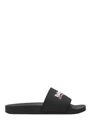 Balenciaga Rubber Pool Slide Sandals - Black