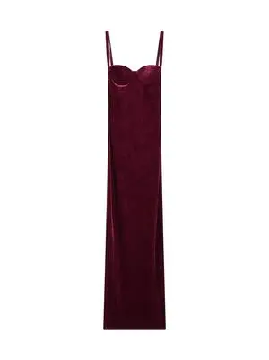 Balenciaga Long Velvet Dress - Red