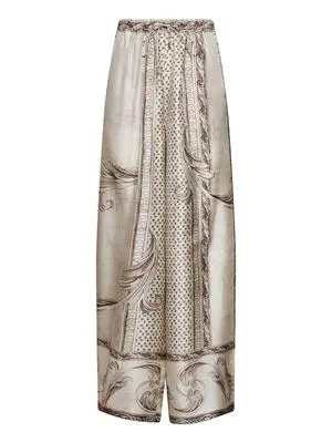 Max Mara Printed Silk Twill Fluid Trousers - Multicolor