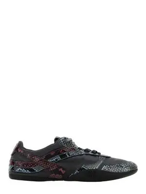 Miu Miu Snakeskin Trimmed Lace-up Sneakers - Gray